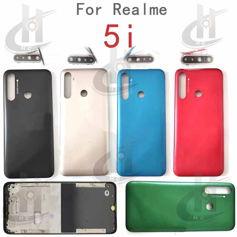 สําหรับ OPPO Realme 5i RMX2030 RMX2032 แบตเตอรี่ฝาหลังกรอบกลาง + ปุ่ม ...