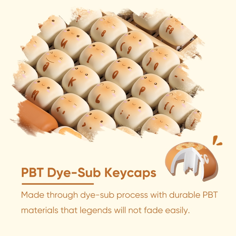 Akko x MonsGeek MG108B Bun Wonderland Multi-modes Mechanical Keyboard ...