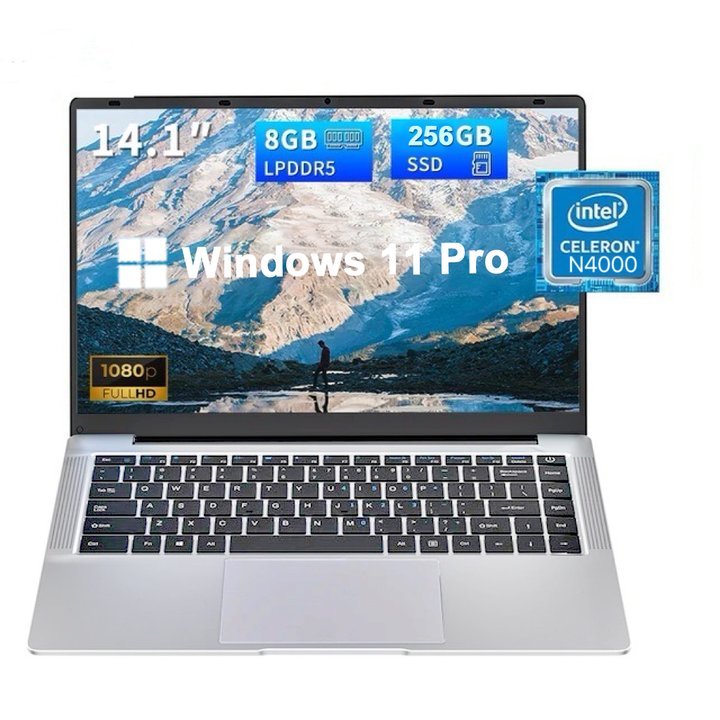 14.1 นิ้วแล็ปท็อป Intel N4000 8GB RAM 256GB 512GB SSD Windows 11 ...