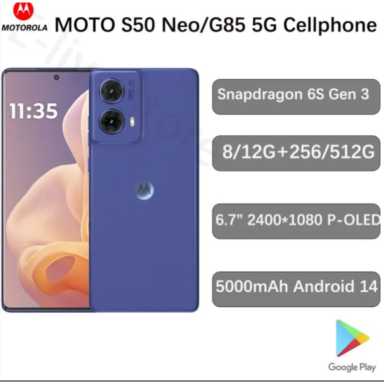 Global ROM Motorola S50 Neo/MOTO G85 5G โทรศัพท์ 6.7 Snapdragon 6s Gen 3 Dual SIM 50.0MP Android ...