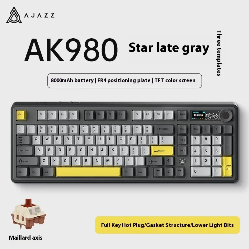 AJAZZ AK980 Wireless and Wired Mechanical Keyboards with Screen, RGB ...