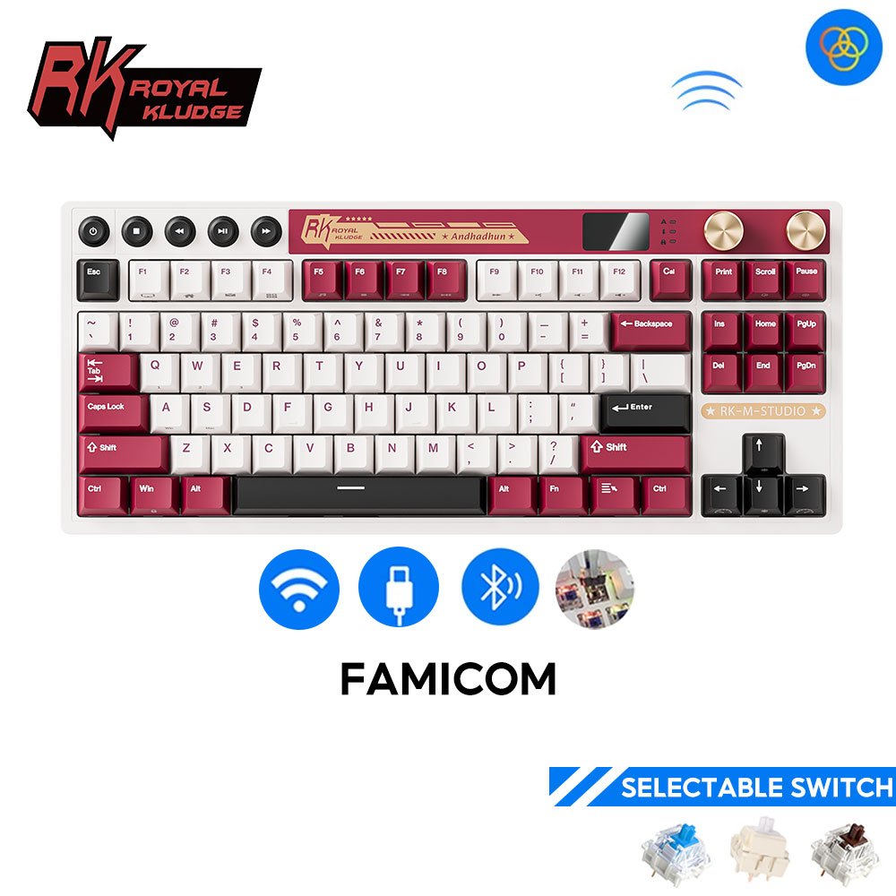 Rk Royal Kludge RK M87 Famicom 88Keys Tri-Mode RGB แบบมีสายบลูทูธ 2.4G ...