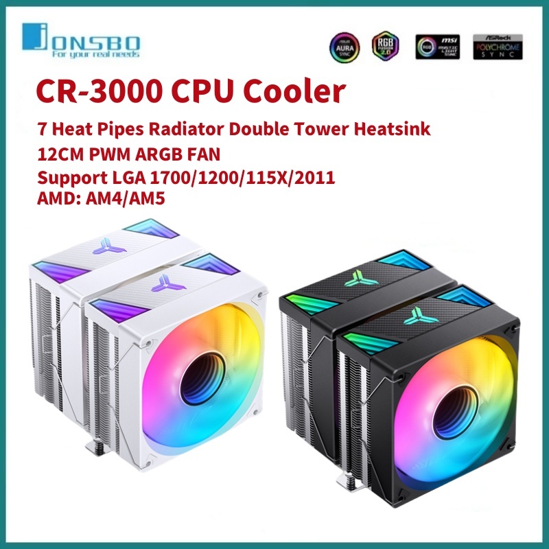 Jonsbo CR-3000 CPU Cooler 7 ท่อความร้อนหม้อน้ํา Double Tower ฮีทซิงค์ 120 มม.พัดลม PWM Cooling ...
