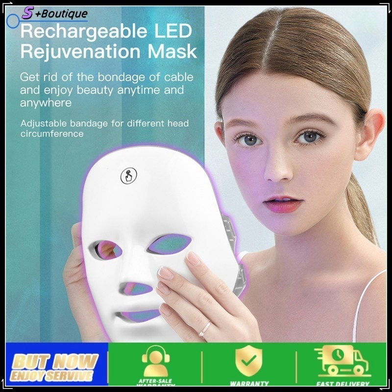 ชาร์จ USB 7 สี LED Facial Mask Photon Therapy ฟื้นฟูผิวป้องกันสิวกําจัด ...