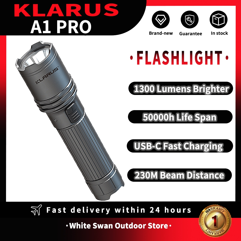 ไฟฉาย Klarus A1 Pro สปอตไลท์แคมป์ปิ้งป้องกันตัวเองกําลังสูงพร้อมโหมดไฟส่องสว่าง 3 โหมดแบบชาร์จไฟ ...