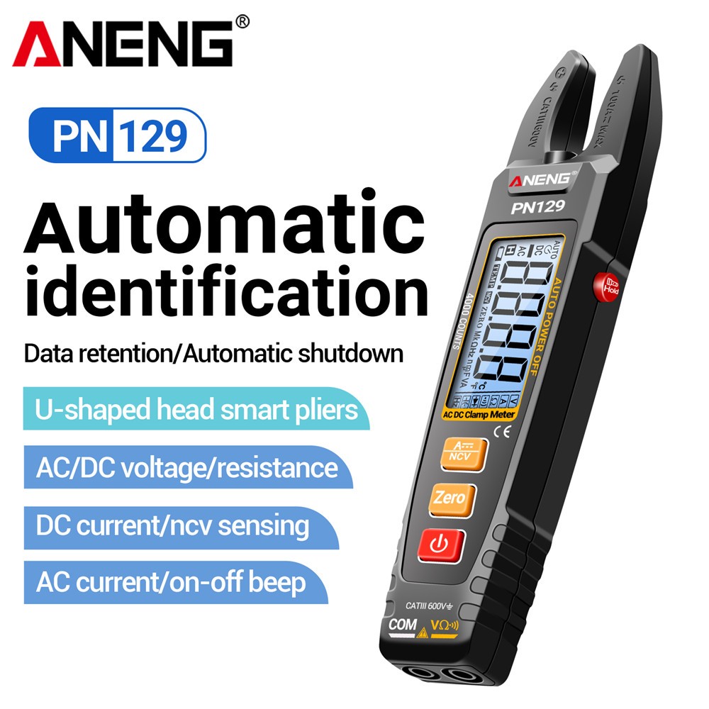 Aneng PN129 แคลมป์มิเตอร์ U-รูปสมาร์ท 4000 นับมัลติมิเตอร์ AC/DC 600V ...