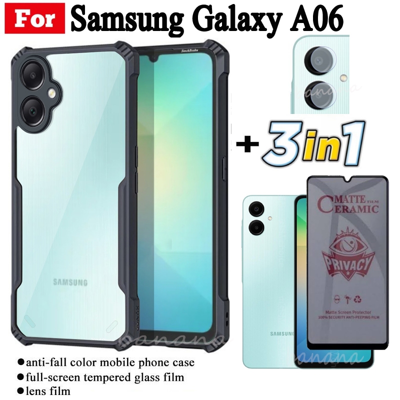 3 in 1 Samsung Galaxy A06 เคสโทรศัพท์กันกระแทกสําหรับSamsung Galaxy A 06 A0 6 Anti Spy Soft ...