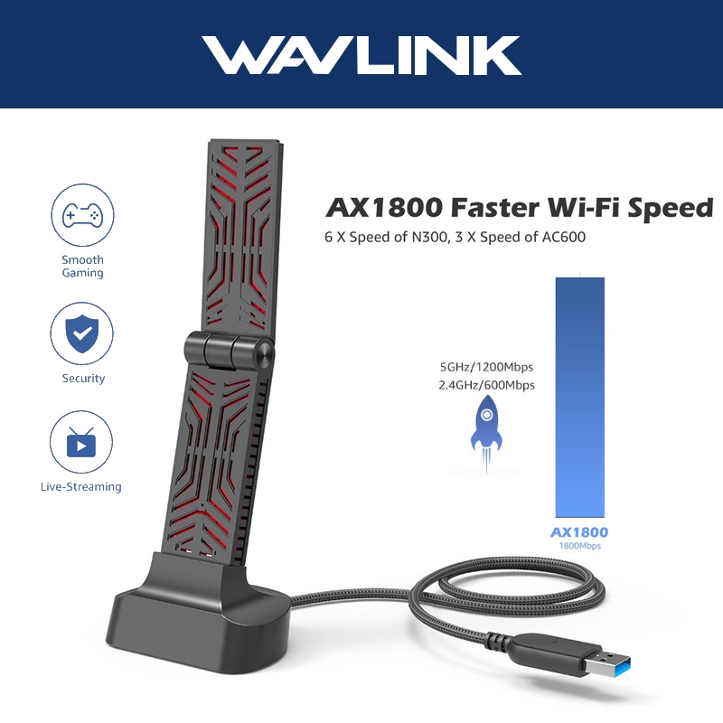 Wavlink AX1800 WiFi 6 USB WiFi อะแดปเตอร์ USB 3.0 เดสก์ท็อป WiFi เสา ...
