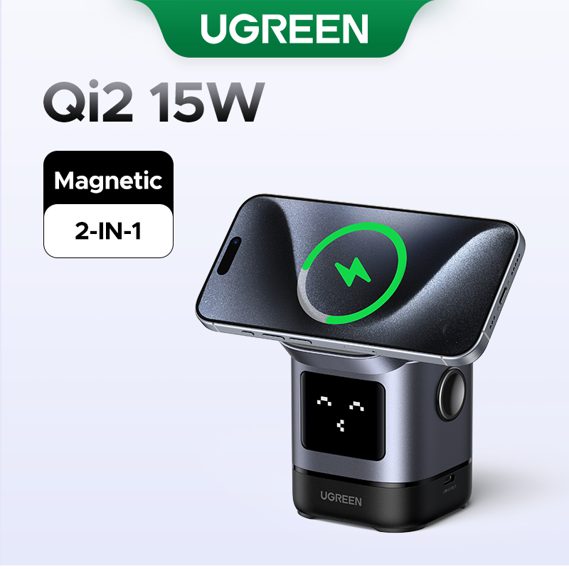Ugreen Uno 2 in 1 Magnetic Wireless Charger 25W Max Qi2 Robot Design 15W Max สําหรับ iPone 16 ...