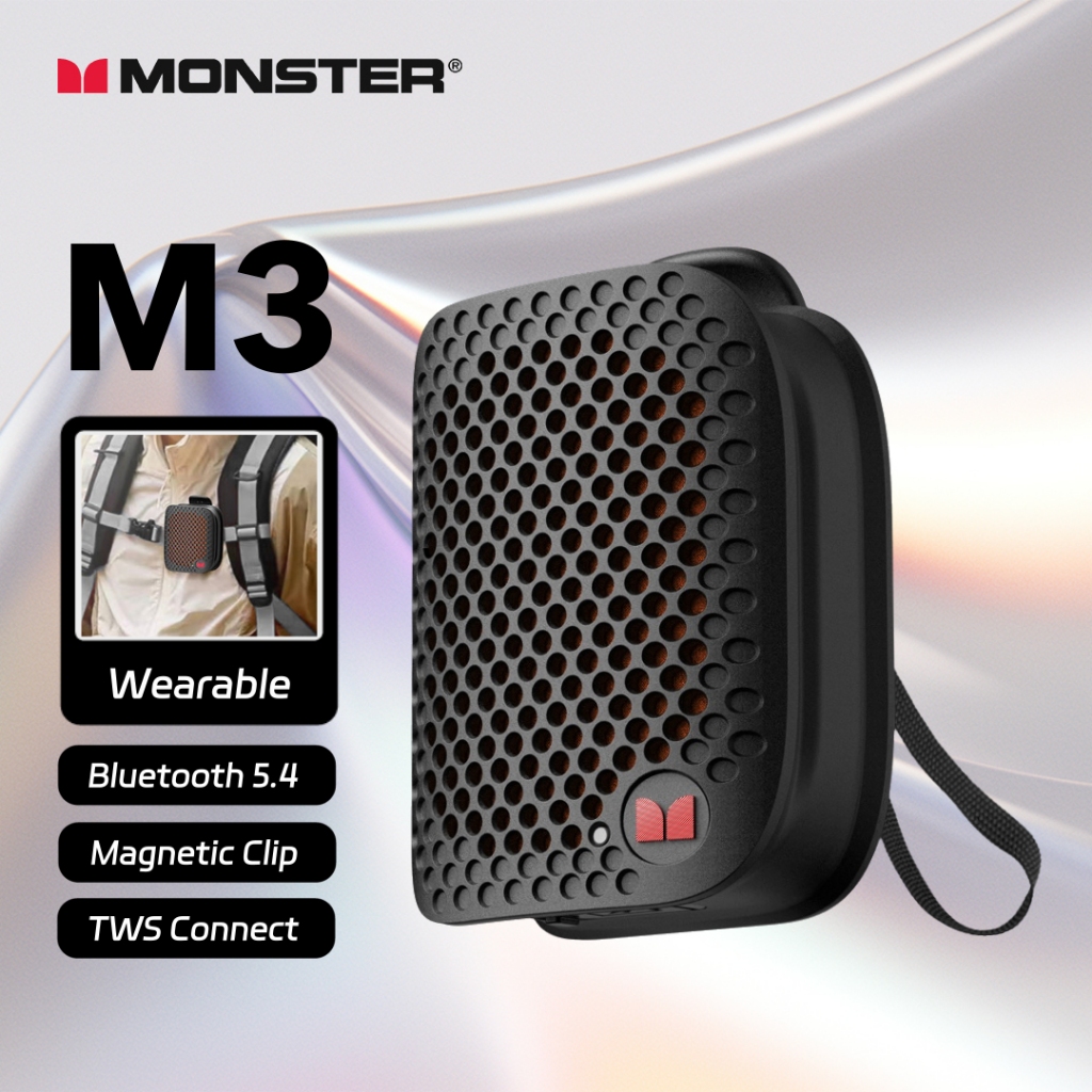 Monster Wearable Portable Bluetooth Speaker M3 Magnetic Clip-on ...