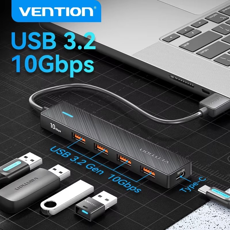 Vention USB / Type C Hub 4*พอร์ต USB USB 3.2 10Gbps สําหรับแล็ปท็อปอะแด ...