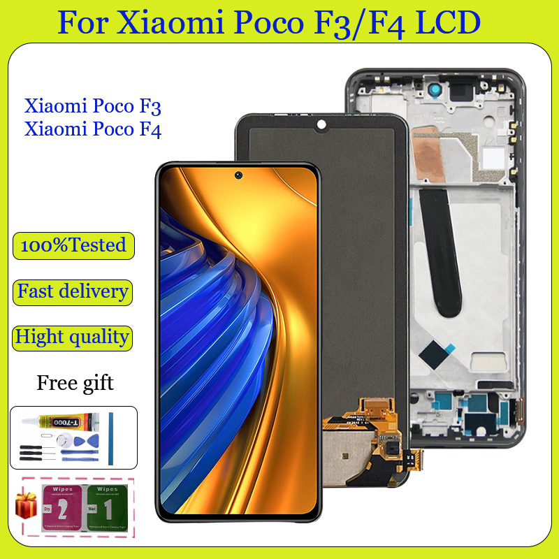 Original AMOLED สําหรับ Xiaomi Poco F3 F4 5G จอแสดงผล LCD หน้าจอสัมผัสเปลี่ยน | Shopee Thailand