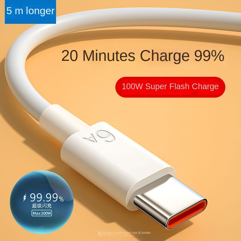 100W SuperCharger Type C USB Rapid Cable Data Cable 6A Super Quick ...
