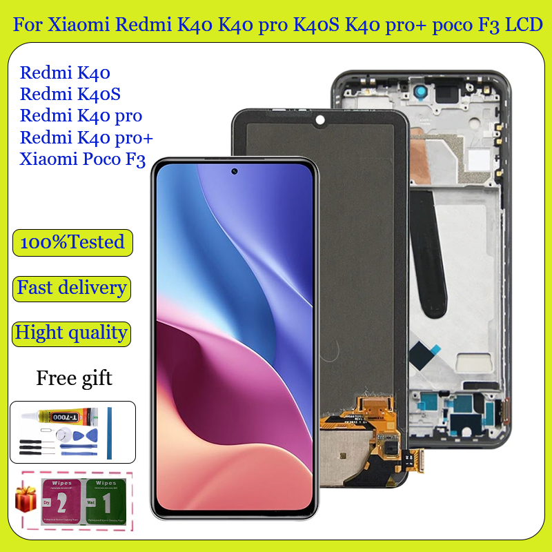 Original AMOLED สําหรับ xiaomi Redmi K40/K40S/K40 Pro/K40 Pro +/xiaomi poco F3 จอแสดงผล LCD ...