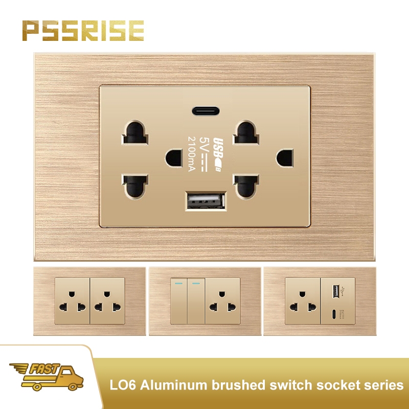 L06PSSRICE Type 118 Lighting Wall Switch Socket Set Gold Aluminium ...
