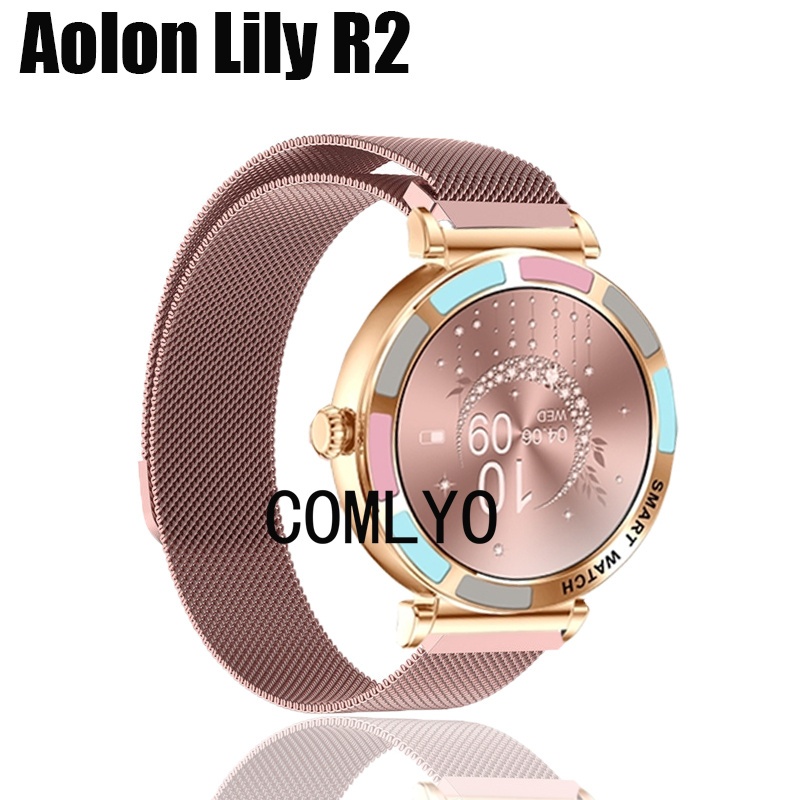สําหรับ Aolon Lily R2 สายนาฬิกาอัจฉริยะสแตนเลสสตีลสายโลหะ Smartwatch ...
