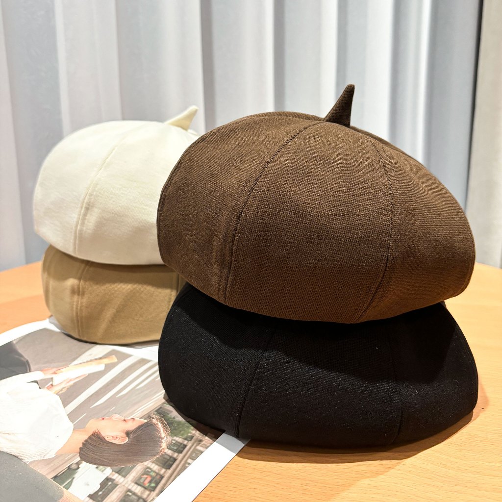 ใหม่ Light Board Ultra-Fine Grid Beret Retro All-Match สีทึบจิตรกรหมวก ...