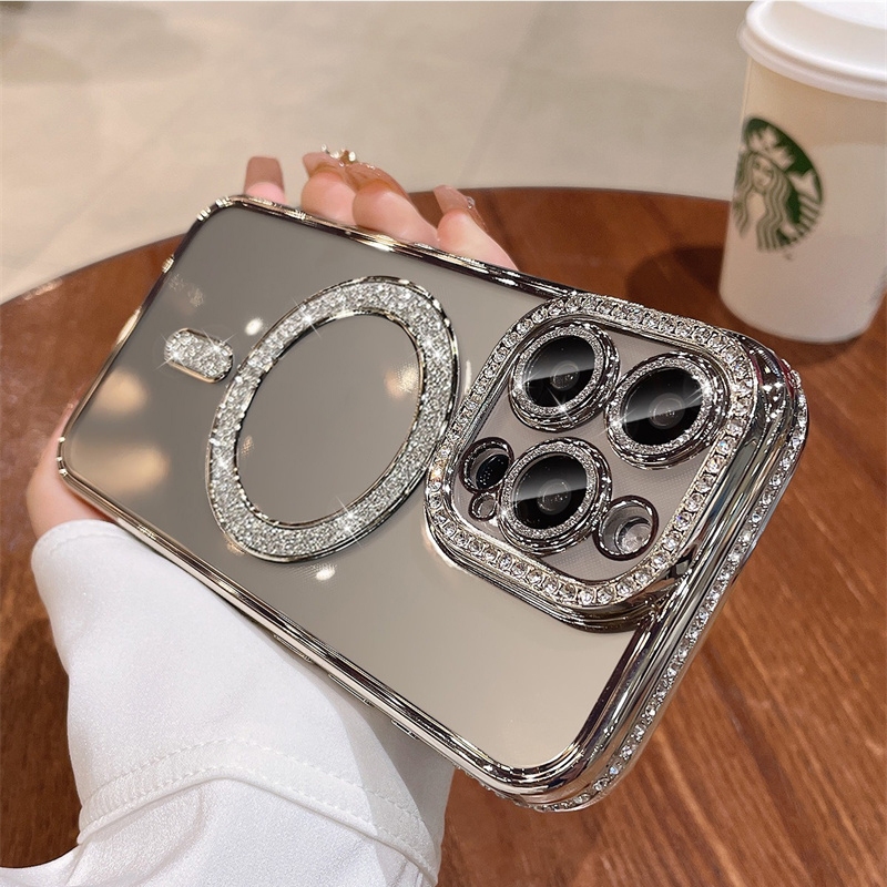 Glitter Diamonds เคสโทรศัพท์แม่เหล็กสําหรับ iPhone 16 pro max 15 14 ...
