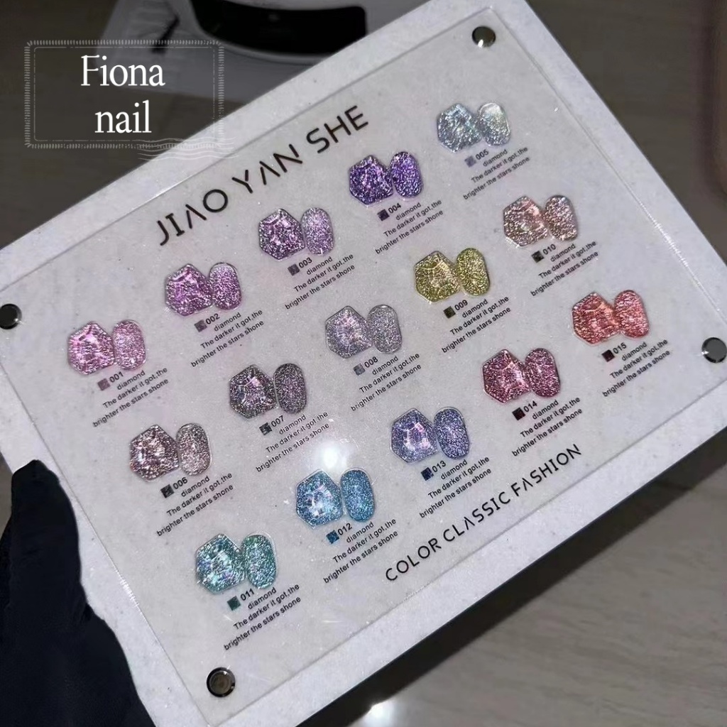 JYS 15สี(JIAO YAN SHE) Flash สีเจลแฟลช สีเจลทาเล็บ JYS สีแฟลช+กากเพชร แพลตตินั่ม แถม ชาร์ทสี12ml ...