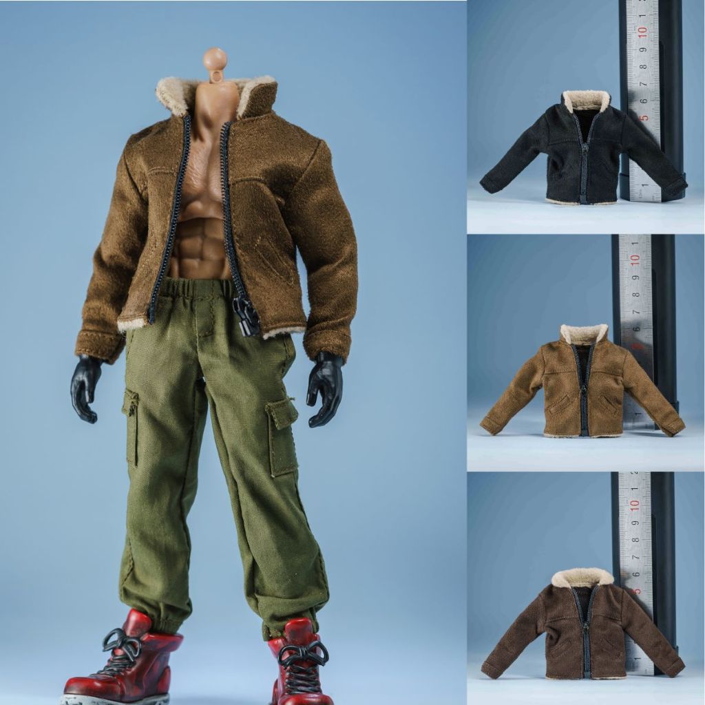 1/12 Scale เสื้อแจ็คเก็ตหนังนิ่มซิปสําหรับ 6 นิ้ว FRS SHF Mezco Notaman Romankey Action Figure ...