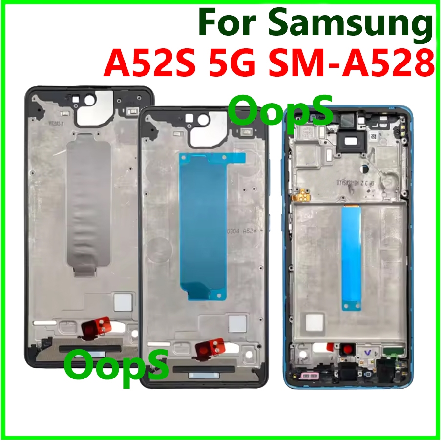 กรอบกลางสําหรับ Samsung A52s 5G SM-A528 LCD กรอบด้านหน้าผู้ถือ Bezel ...