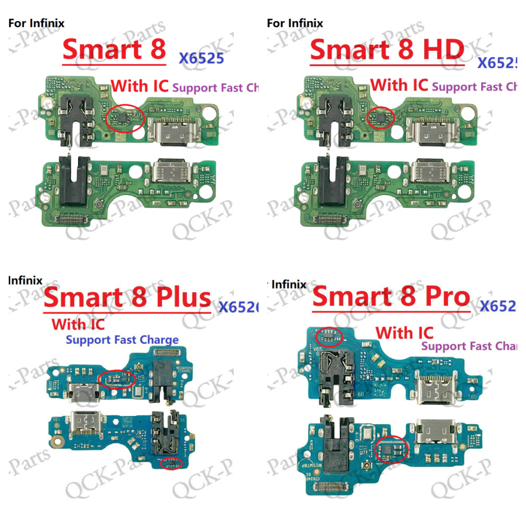 พร้อมบอร์ดชาร์จ IC USB สําหรับ Infinix Smart 8 HD Pro Plus X6525 X6526 X6525B พอร์ตแจ็คเครื่อง ...