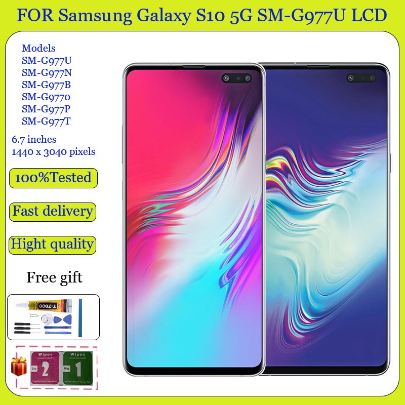 Original AMOLED สําหรับ Samsung Galaxy S10 5G G977 จอแสดงผล LCD Touch Screen Digitizer Assembly ...