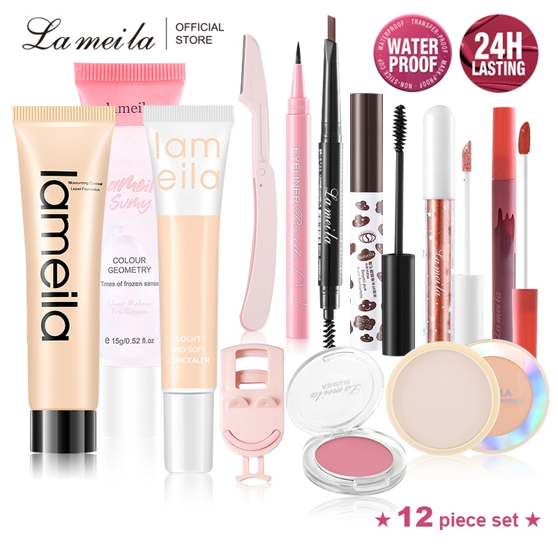 Lameila Cosmetics Beauty Set 12 ชิ้นกันน้ําติดทนนาน Sweatproof | Shopee ...
