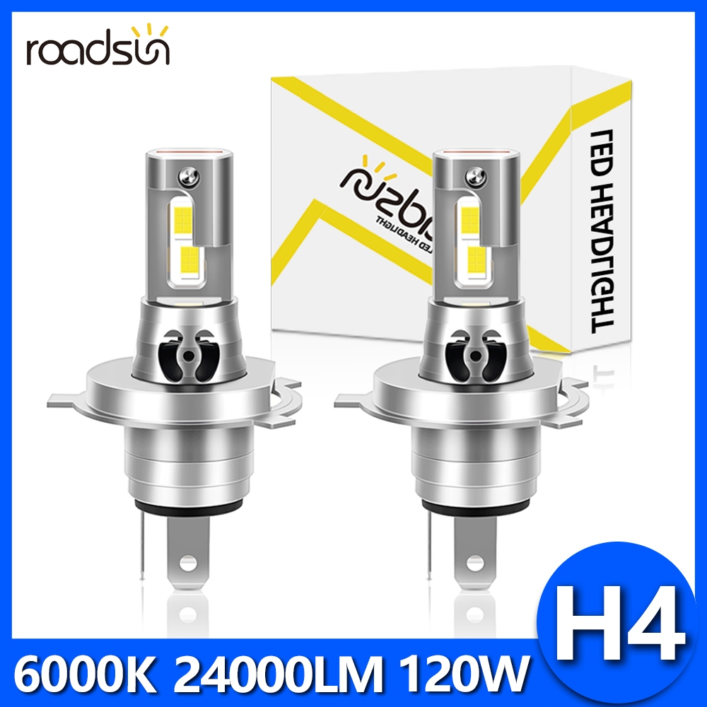 Roadsun 2 ชิ้น H4 ไฟหน้ารถ Led หลอดไฟ 9003 HB2 120 วัตต์ 24000LM 6000 พันสีขาว Hi-Lo Beam ชิป ...