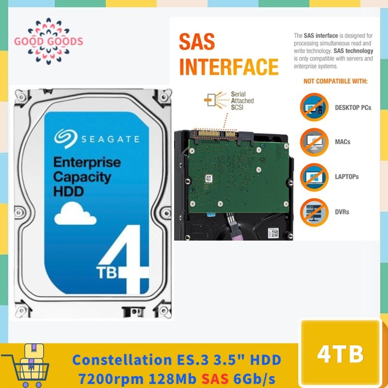 (NOT For HOME PC!)Dell/seagate Constellation ES.3 ST4000NM0023 4TB 7200 RPM 128MB แคช SAS 6 กิกะ ...