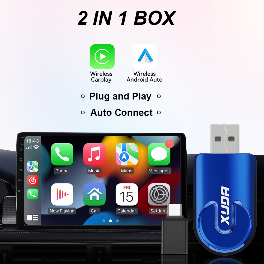 XUDA 2 in 1 Apple Android Carplay Wireless adapter Plug And Play แปลง ...