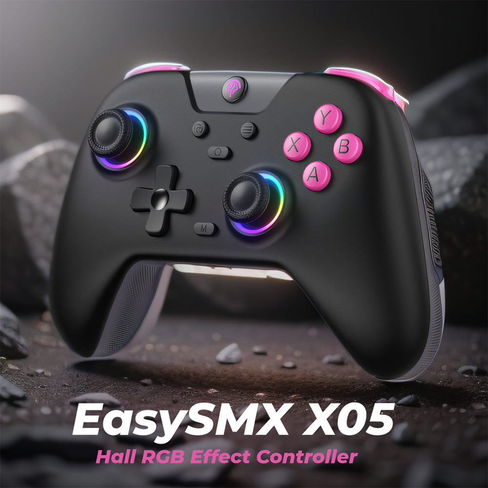 Easysmx X05 RGB Gaming Controller เกมแพดไร้สายเข้ากันได้กับ PC/สวิตช์/โทรศัพท์/ไอน้ํา, ฟังก์ชั่น ...