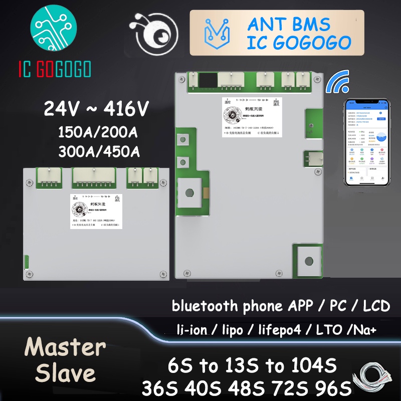 Master Slave ANT BMS Serial การเชื่อมต่อป้องกัน 36S 40S 48S 64S 72S 96S ...