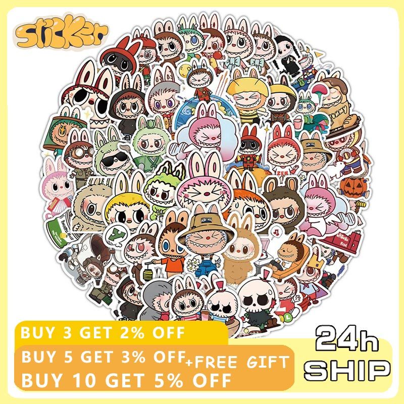 53 ชิ้นน่ารัก Labubu ตุ๊กตาสติกเกอร์ DIY แล็ปท็อปถ้วยกระเป๋าเดินทางสมุด ...