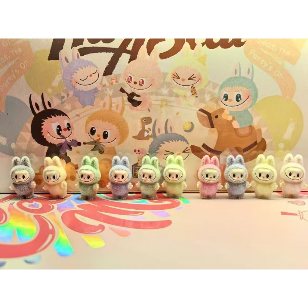 Mini Flocking labu labubu ตุ๊กตาไวนิล V1 เด็กน้อย 3 ซม.จี้น่ารัก Grain ...