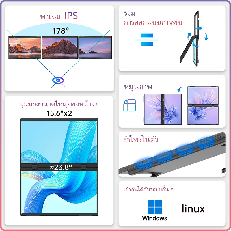 [คลังสินค้าพร้อม] 15.6 "Dual Portable Monitor Laptop Sub-Screen Phone ...