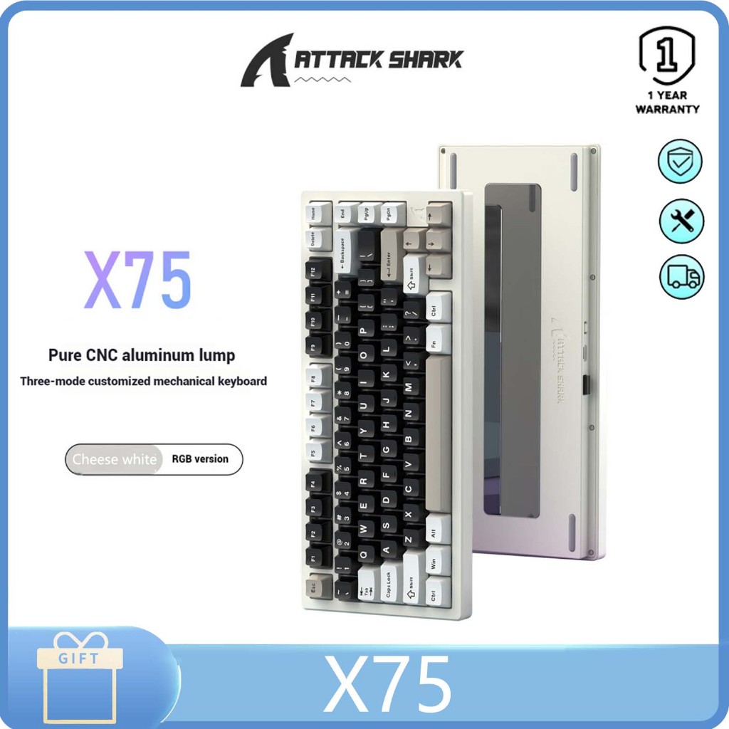 ATTACK SHARK X75 Aluminum Tut custom mechanical keyboard Finished three ...