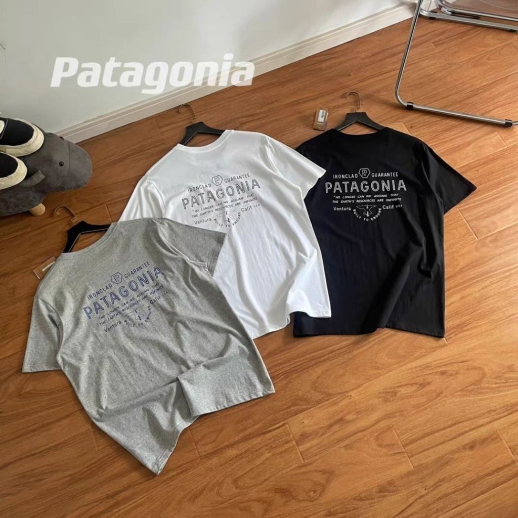 Patagonia หลวมรอบคอ T ผู้ชายและผู้หญิงผ้าฝ้ายแท้สไตล์เดียวกัน Niche ...