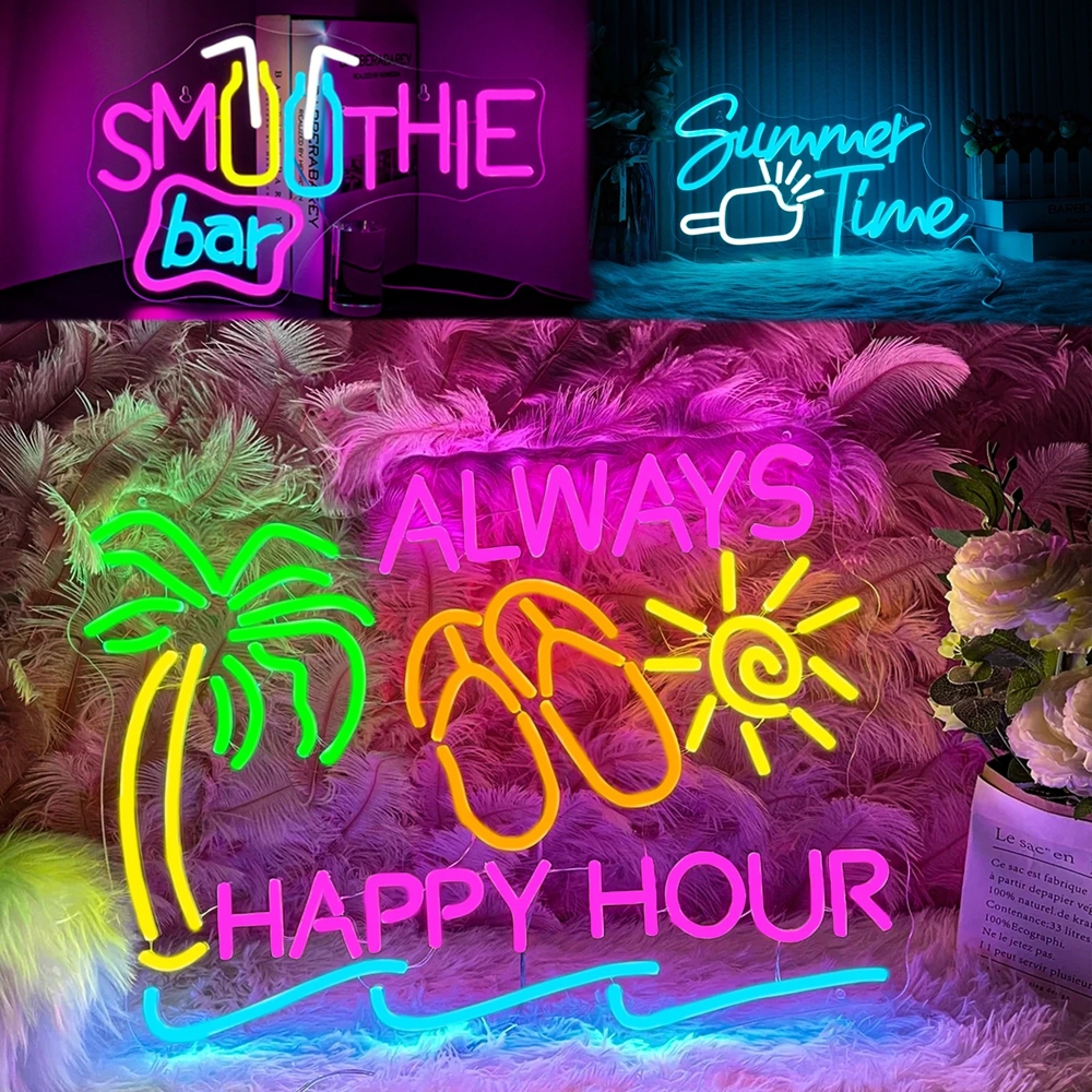 ฤดูร้อน neon Sign Lets Party smoothie BAR LED แสงนีออน Night Light ห้อง ...