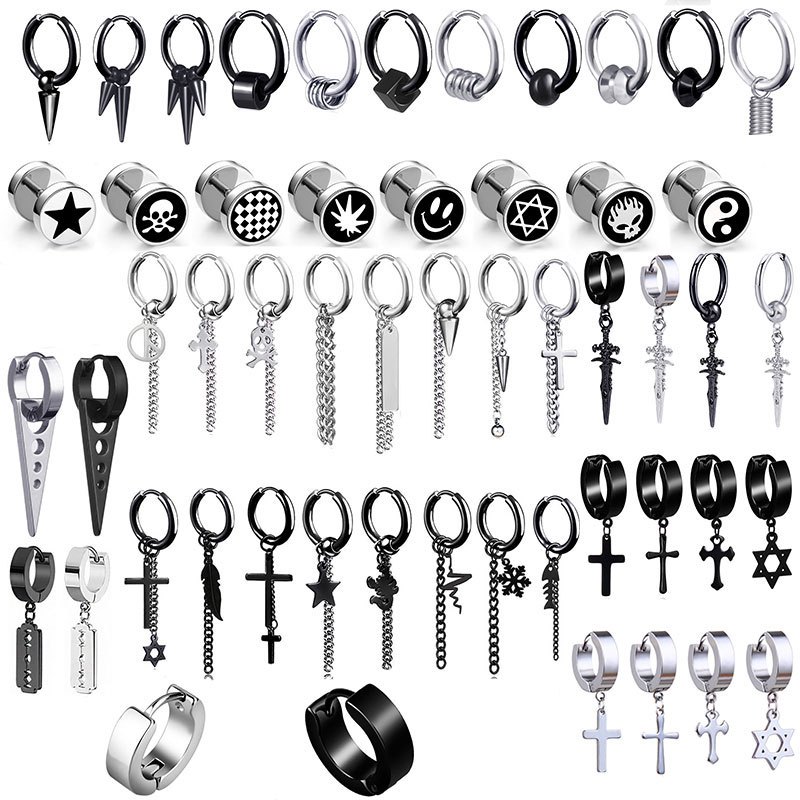 1pc สแตนเลสสตีลต่างหูอินเทรนด์ Simple Hoop Earing Punk สไตล์หูสตั๊ดต่าง ...