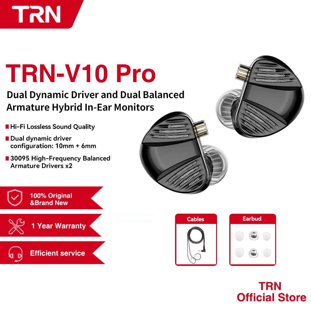Trn V10 Pro หูฟังชนิดใส่ในหู 2DD + 2BA Hybrid Unit พร้อมไมโครโฟนตัด ...