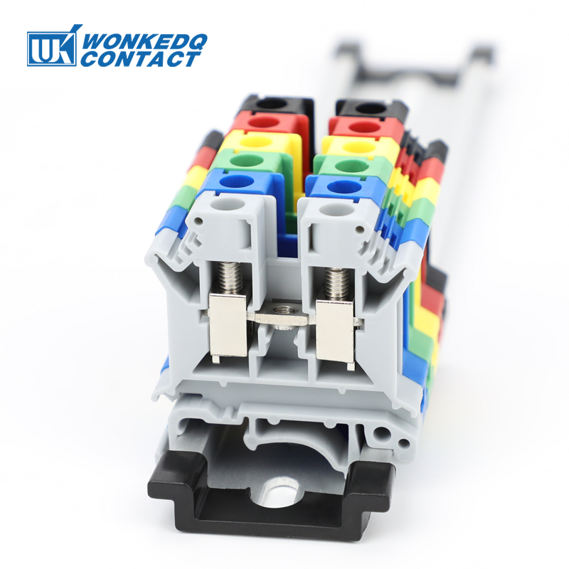 Uk 6N DIN Rail Terminal Block สกรูการเชื่อมต่อ 0.2-6mm2 24-8AWG ขั้วต่อ ...