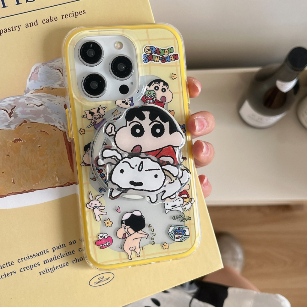 การ์ตูน Shin Magnetic Bracket เคสโทรศัพท์สําหรับ iPhone 16 15 14 13 Pro ...