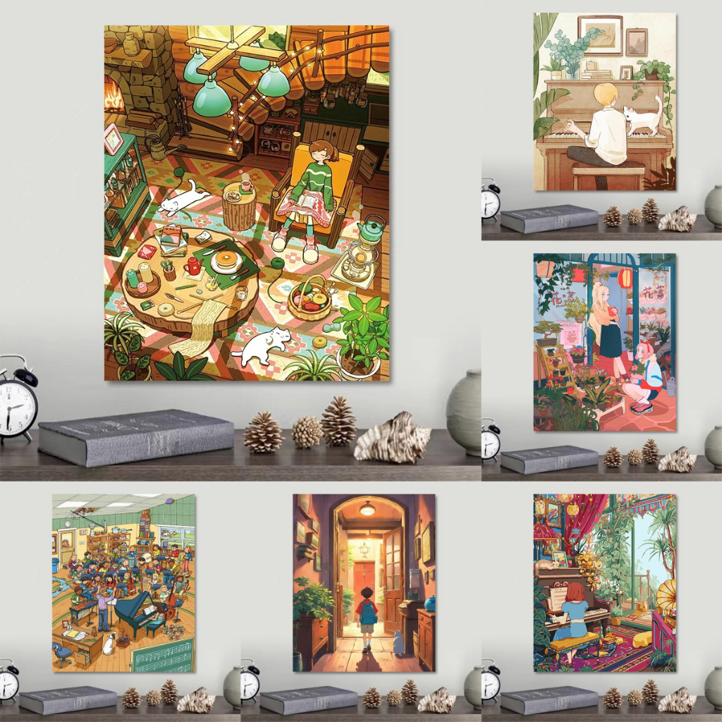 ภาพวาดสีน้ํามันดิจิตอล/40 50ซม/เหมาะสําหรับตกแต่งผนังบ้าน/ของขวัญเด็ก ...