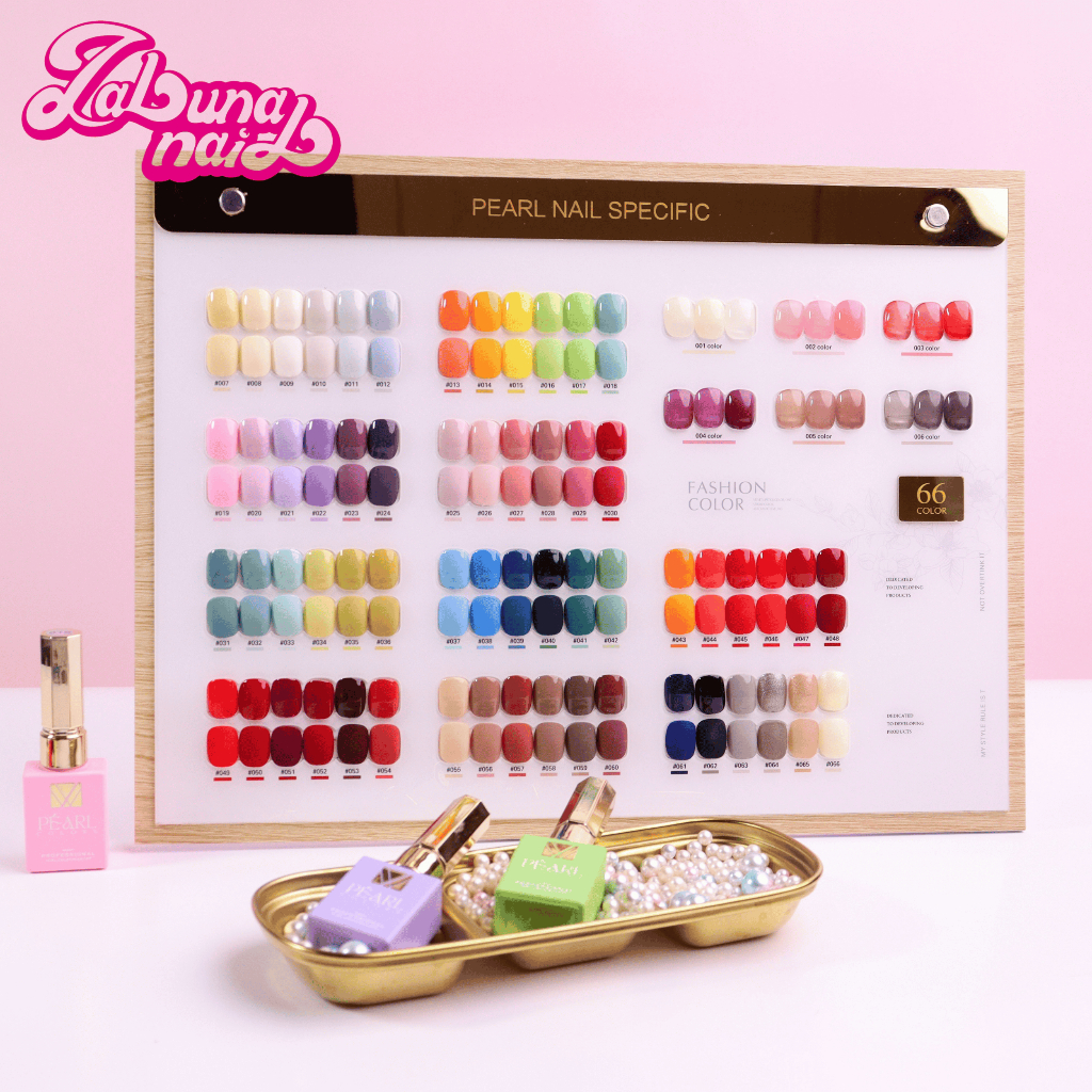 【พร้อมส่ง】PEARL 66 สี ชุดยาทาเล็บ แผนภูมิแสดงสีฟรี+TOP COAT+BASE COAT ...