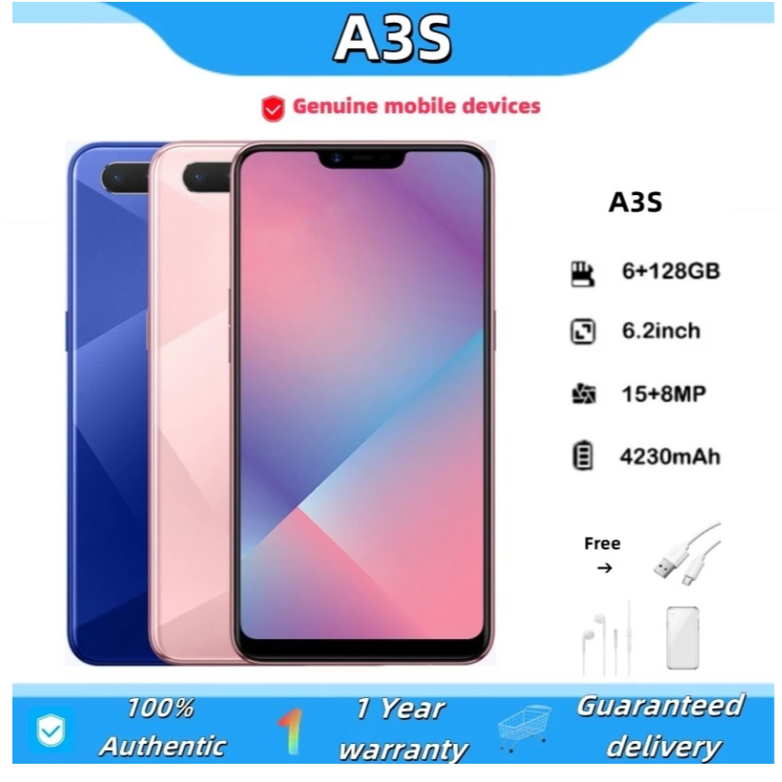 Oppo A3S 6+128GB 4G เครือข่าย WIFI การเรียนรู้เกมทํางานนักเรียน ...