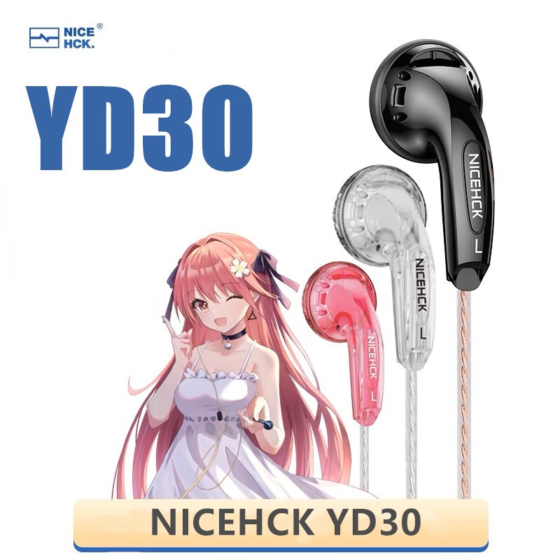 Nicehck YD30 UV เคลือบเงาพื้นผิว 3.5 มม.HIFI Music เอียร์บัดแบบมีสาย 15.4 มม.แบบไดนามิก HD Mic ...