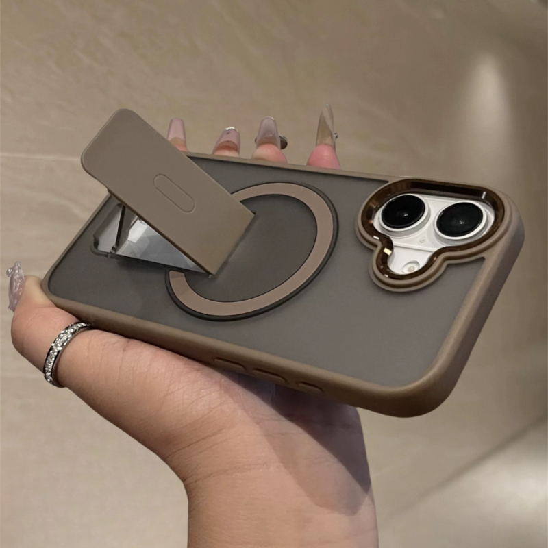 【Matte acrylic hard case/Bracket/Bronze】เคส compatible for iphone 11 12 ...