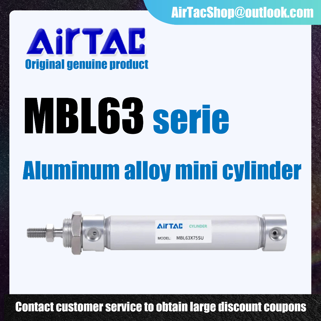 Airtac กระบอก MBL63*25X35X100X150X200*500S Mini Magnetic Compact นิวเมติกลมกระบอก double acting ...