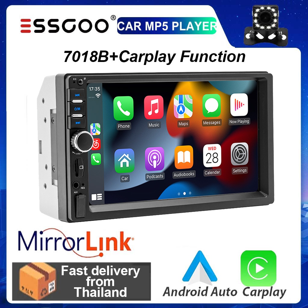 ESSGOO Universal CarPlay Android Auto 7 นิ้ว 2 DinรถวิทยุAutoradio ...